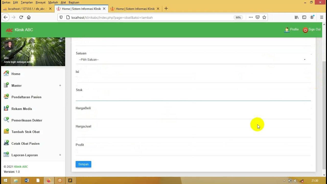 Part - 5 Sistem Informasi Klinik dengan php dan Mysql dan Template Bootstrap (Master Obat) - YouTube