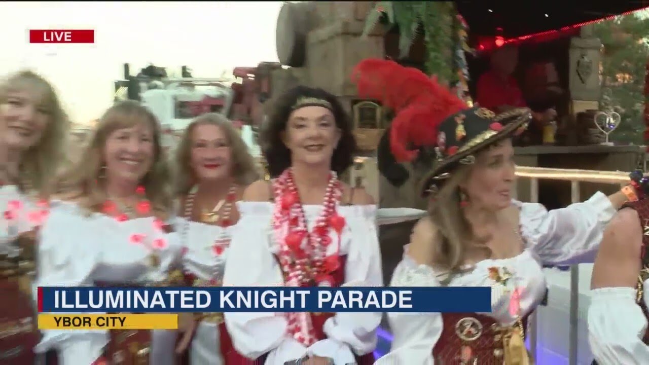 Krewes celebrate the Knight Parade in Ybor city - YouTube