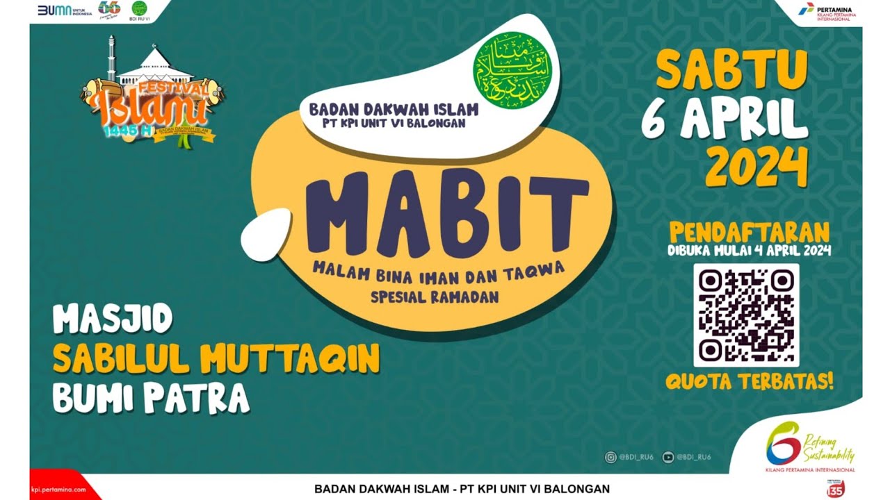 Malam Bina Iman dan Taqwa (MABIT) anak usia SD dan SMP Dalam rangka ...