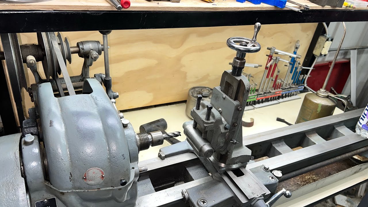 Milling attachment on older, atlas lathe. - YouTube