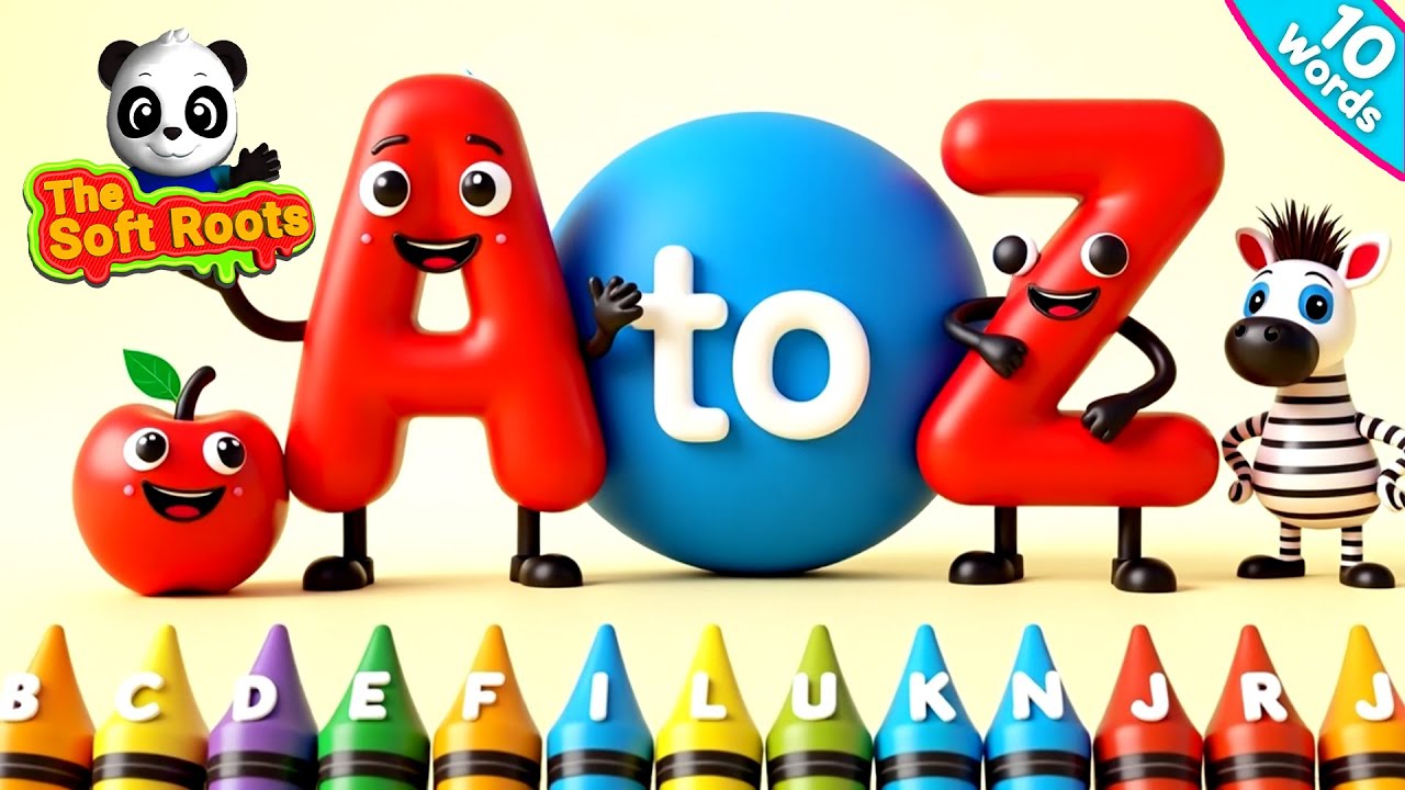 10 Words Learning A to Z | Preschool Learning activities for 3 year olds at home - YouTube
