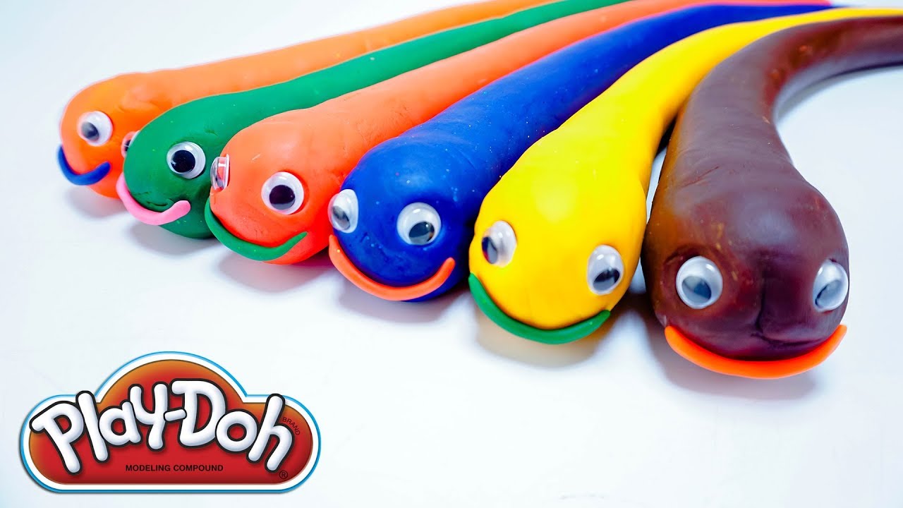 Learn Colors and Numbers Play Doh SNAKES Disney ELMO Elephant Horse Ice ...