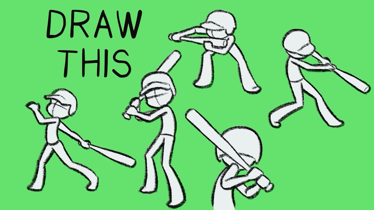 How to Draw 10 Baseball Batter Poses - YouTube