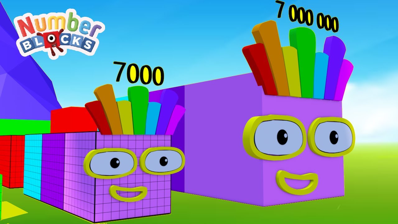 Numberblocks 7 comparison vs 70 700 7000 700 000 7 000 000 - YouTube