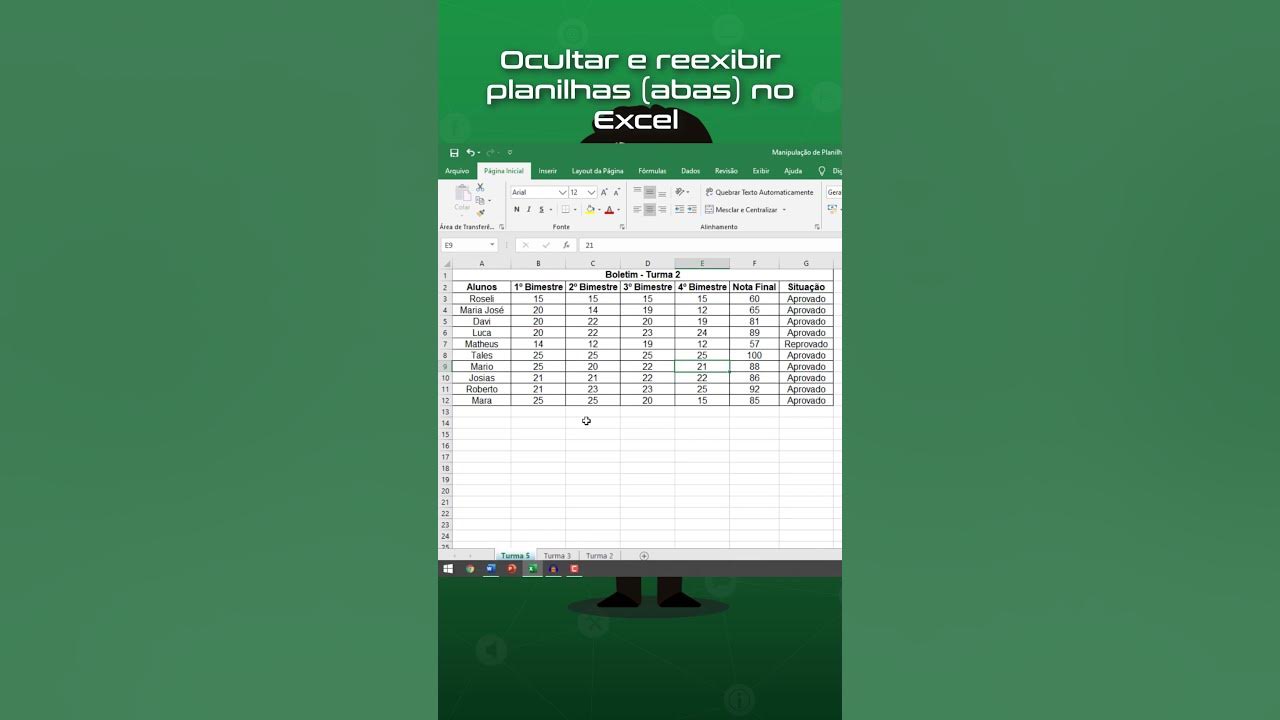 Como ocultar e reexibir planilhas no Excel #excel #microsoft #cursodeexcel #treinandosoftwares ...