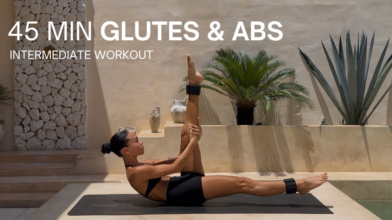 45 MIN NO EQUIPMENT GLUTES + ABS | Intermediate Level Glute and Core ...
