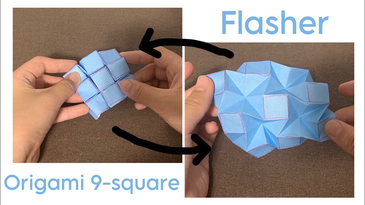 Origami 9-Square Flasher - YouTube