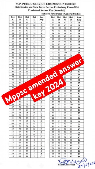 #mppsc amended answer key 2024 #answerkey #amended answer key - YouTube