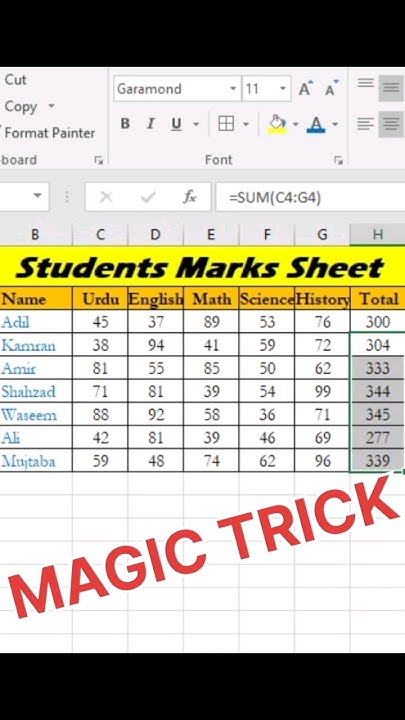 Student Marks Sheet in Excel #excel #exceltricks#synergymtech - YouTube