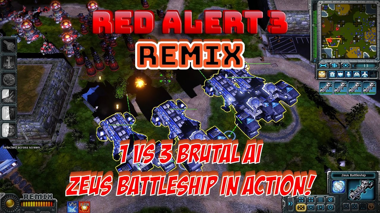 Command & Conquer Red Alert 3 Remix - Play as Allies vs 3 Brutal AI ...