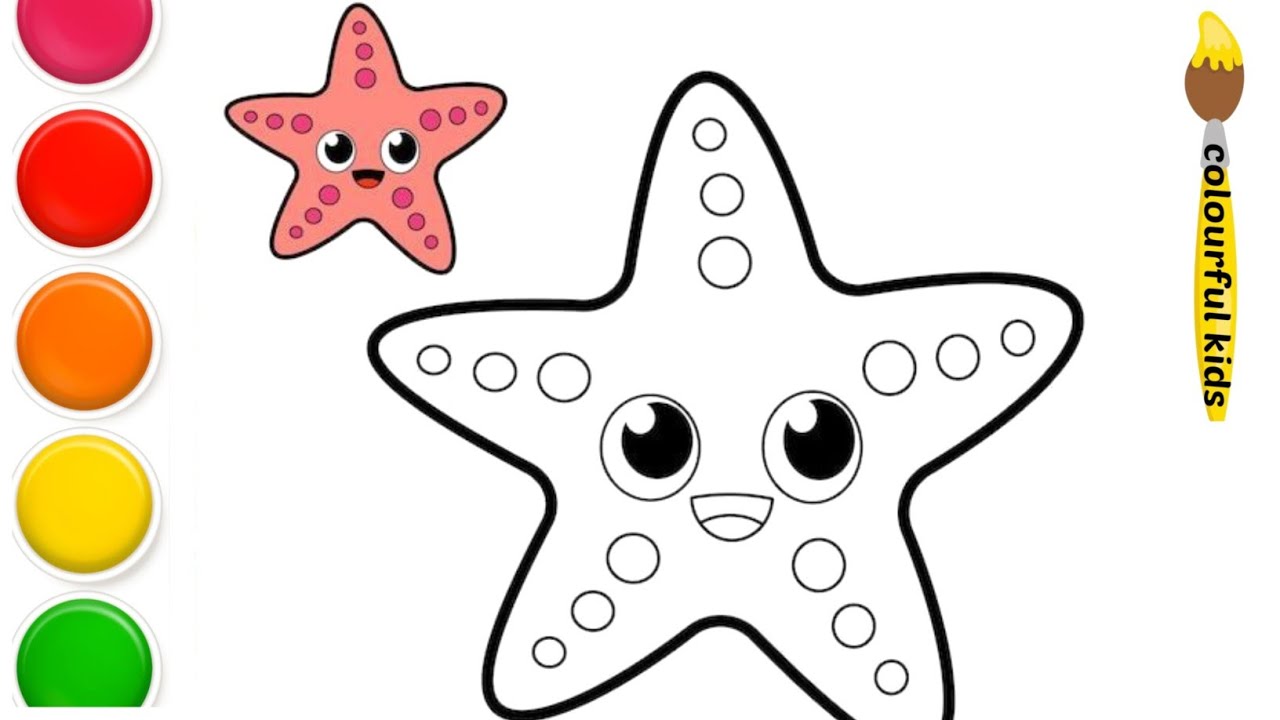 How to draw Starfish | Starfish Drawing, painting, and coloring for ...