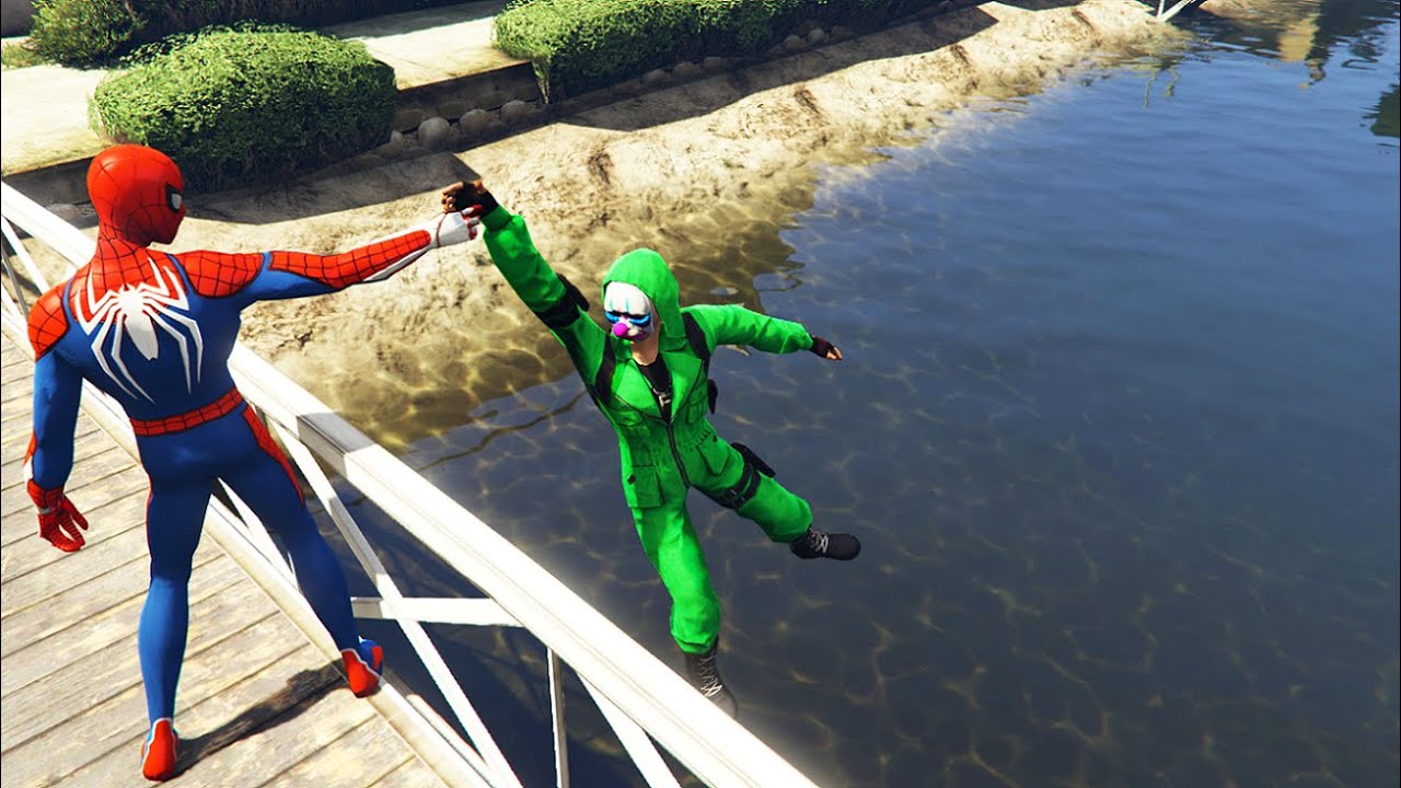 GTA 5 Funny Ragdolls Spiderman vs Green Criminal Jump/Fails #249 ...