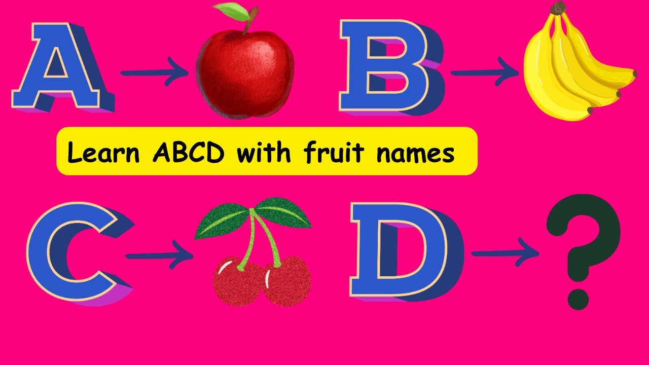 ABCD fruit names | A for Apple B for Banana | Learn Alphabets A to Z # ...