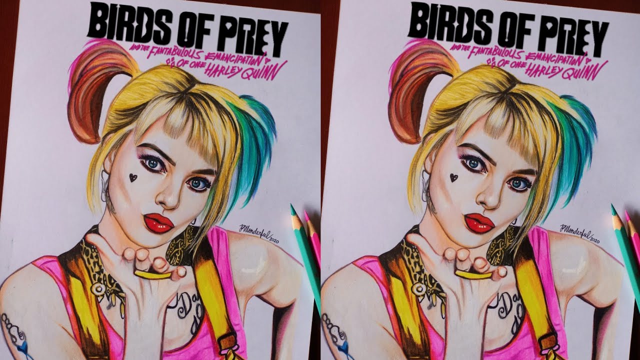 Drawing Birds of Prey: Harley Quinn | Phoebe Wonderful - YouTube