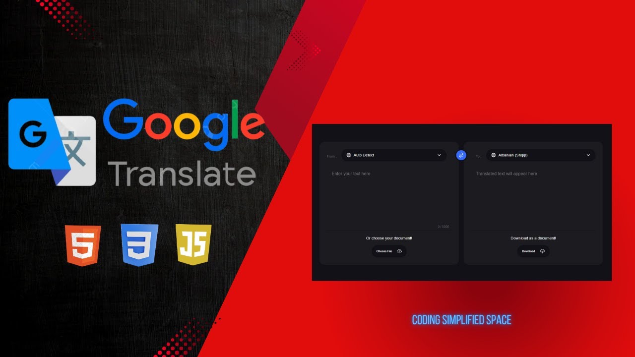 Build Google Translator Clone using HTML CSS & JavaScript | Hindi - YouTube