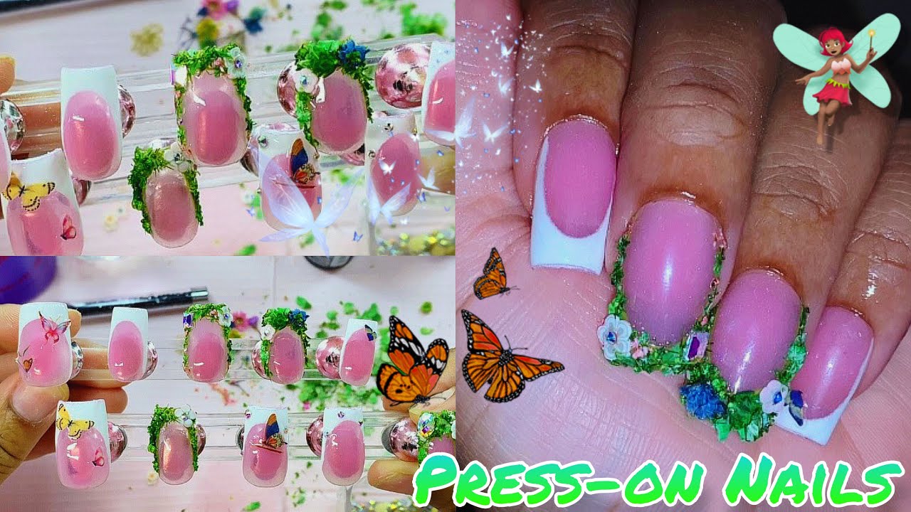 GARDEN FAIRY MOSS NAIL TREND | Acrylic Press-ons | How To: Press-on ...