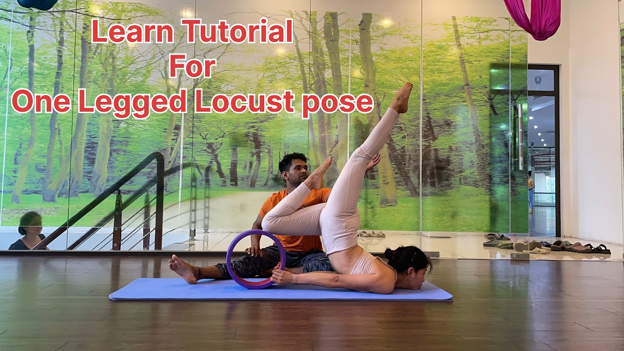 Tutorial for One Legged Locust Pose with Yoga Wheel. - YouTube