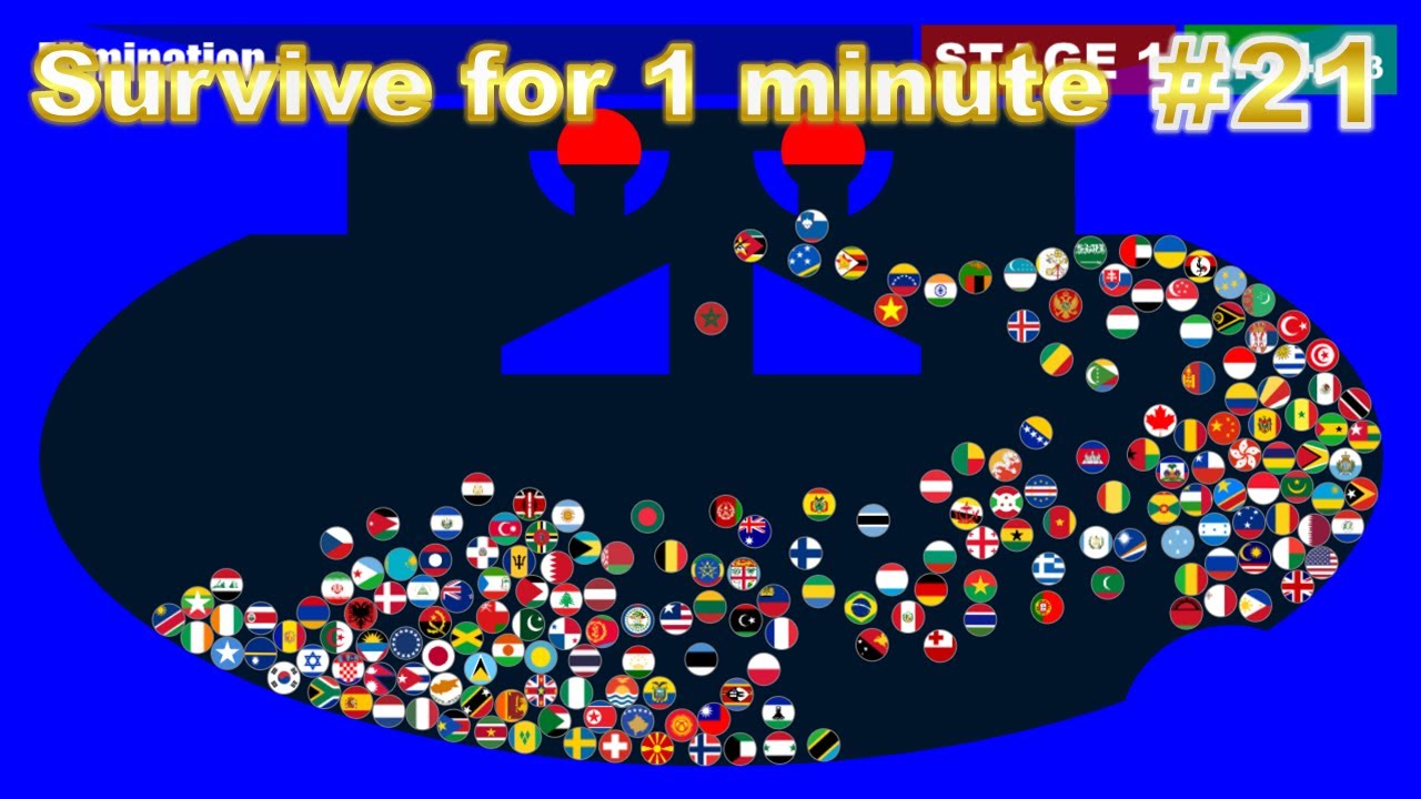 Survive for 1minute #21 | 200 country elimination marble race in ...