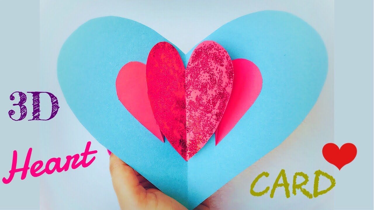 3D Heart Pop Up Card Easy Pop Up Card DIY Mothers Day Gift #mothersday ...