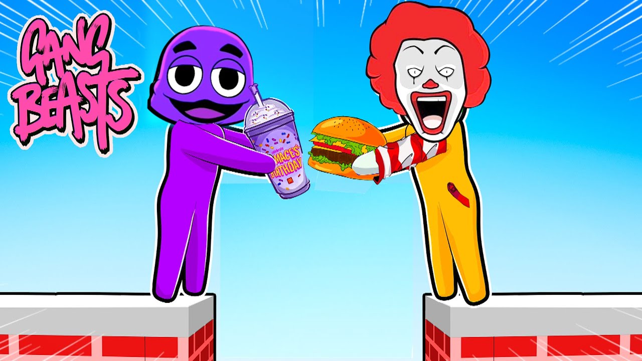 Grimace Shake VS Ronald McDonald no GANG BEASTS -Estevão, Milla e Milly ...