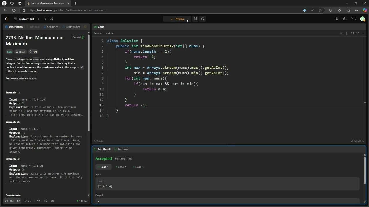 #LeetCode 2733 | Neither Minimum nor Maximum #Java - YouTube