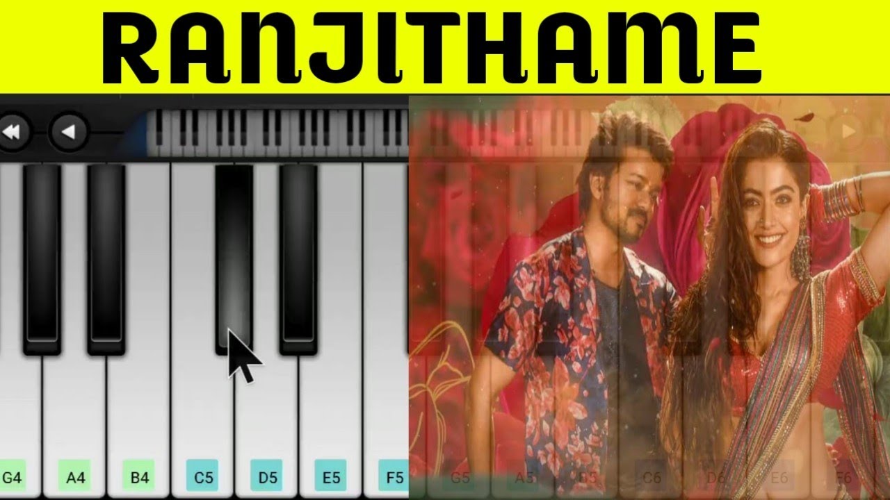 ranjithame song piano tutorial with notes varisu movie ranjithame - YouTube