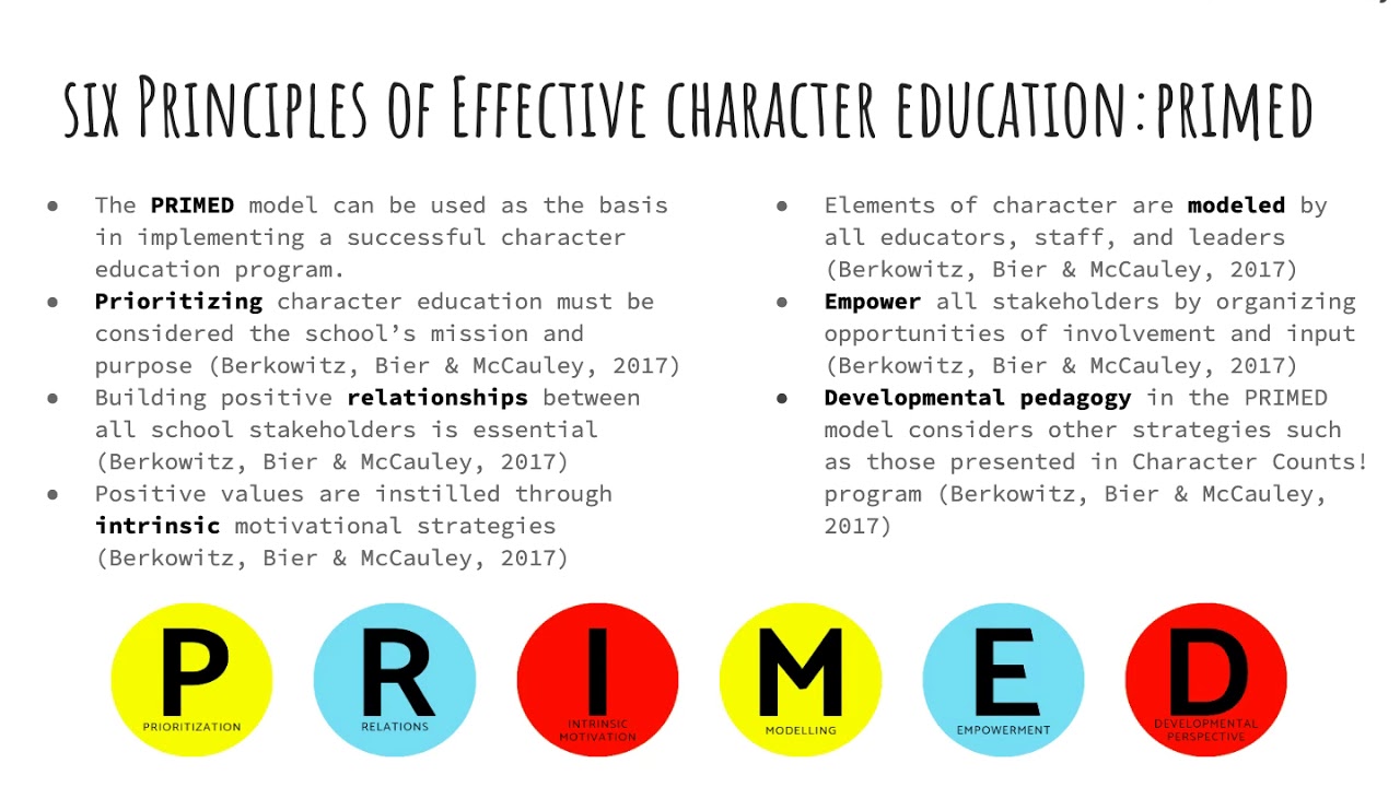 Six Principles of Effective Character Education: PRIMED - YouTube