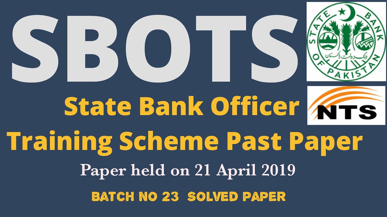 SBOTS (State Bank Officer Training Scheme) Past Paper | SBOTS 23rd ...