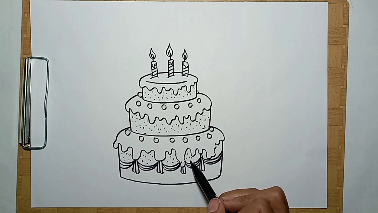 How to Draw a Birthday Cake | Drawing Tutorials - YouTube