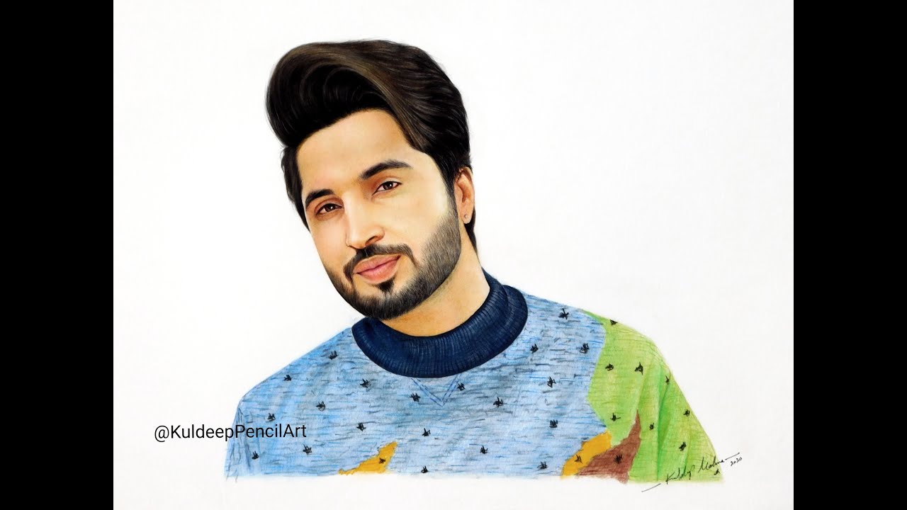 Colorfull pencil sketch of #jassie.gill ..art by #kuldeeppencilart # ...