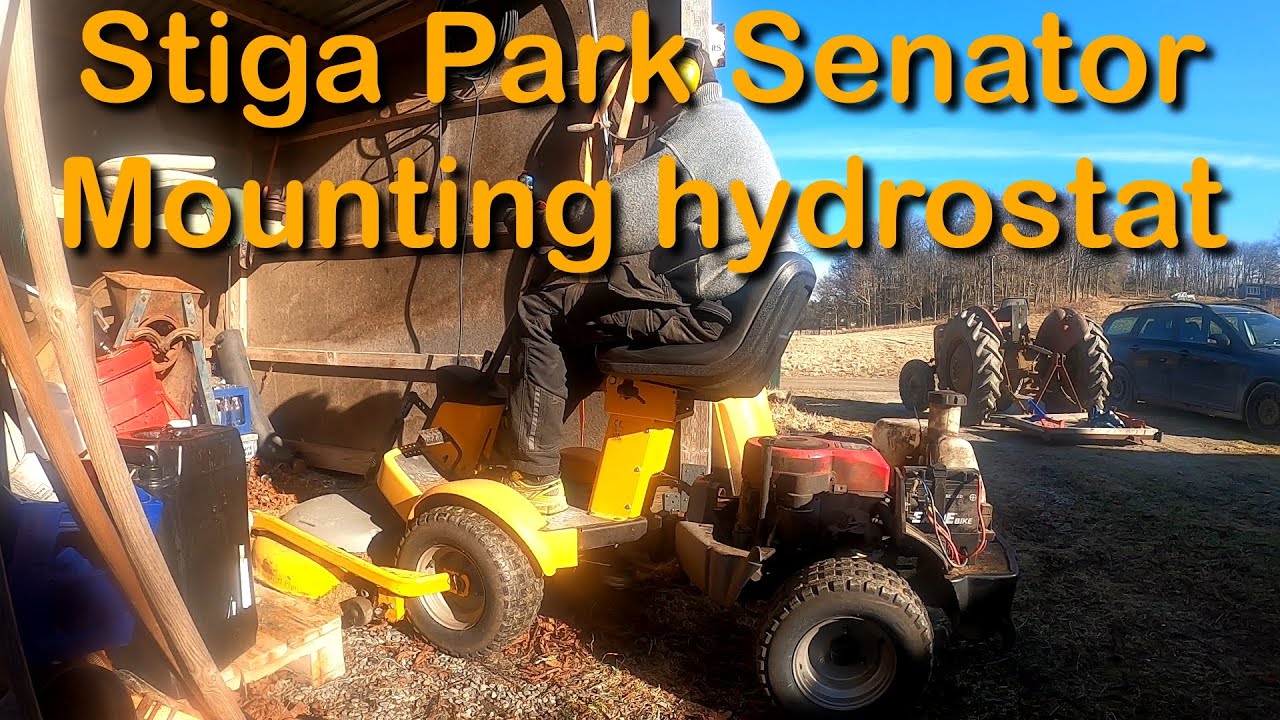 Mount the hydrostatic transmission on lawnmower (Stiga Park) - YouTube