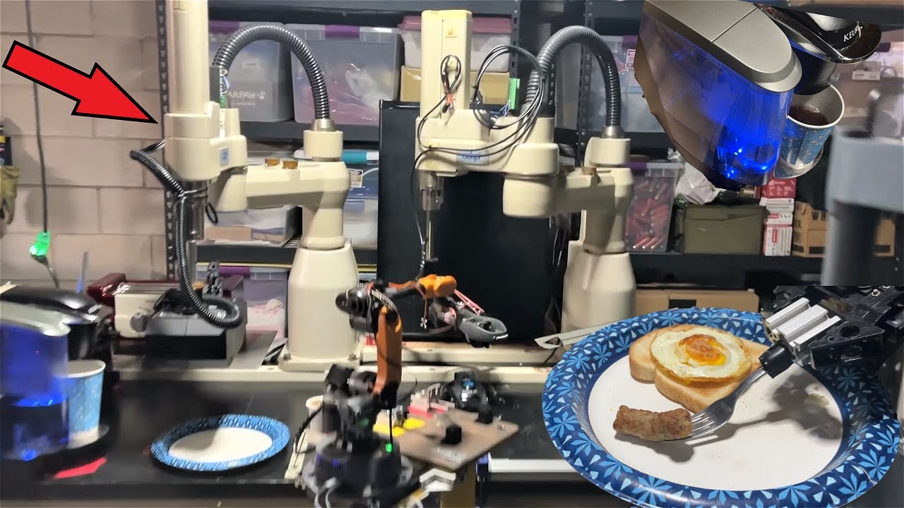 Industrial Robot Arms Making Breakfast Adept 550 - YouTube