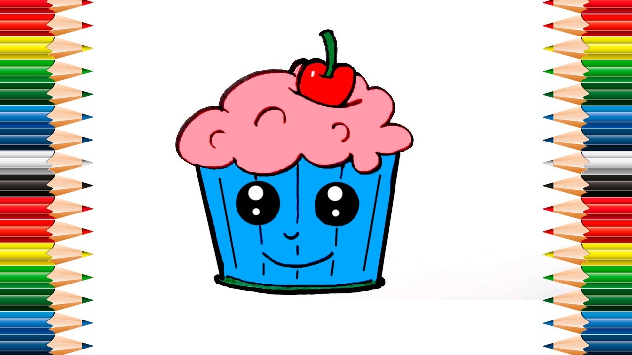 How to draw easy drawings cake with cherry - YouTube
