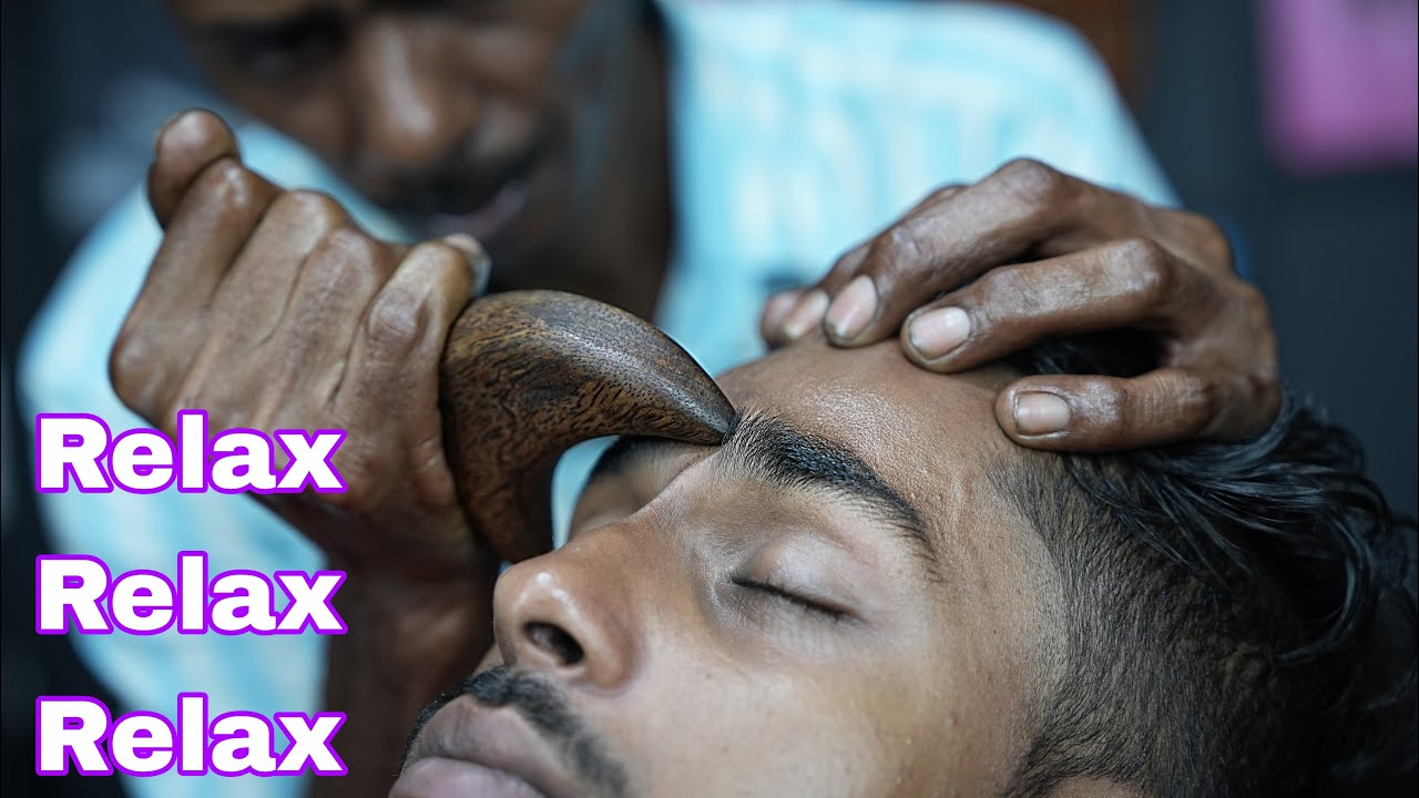 Uncle Barber Doing ASMR Gua Sha Head Massage For Deep Sleep | Neck ...