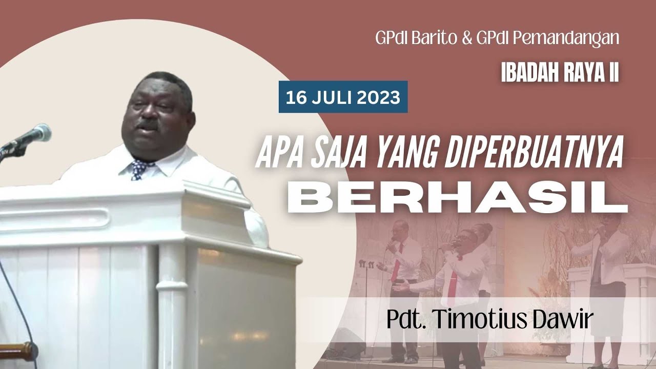 Ibadah Raya Gpdi Barito And Gpdi Pemandangan Minggu 16 Juli 2023 Youtube