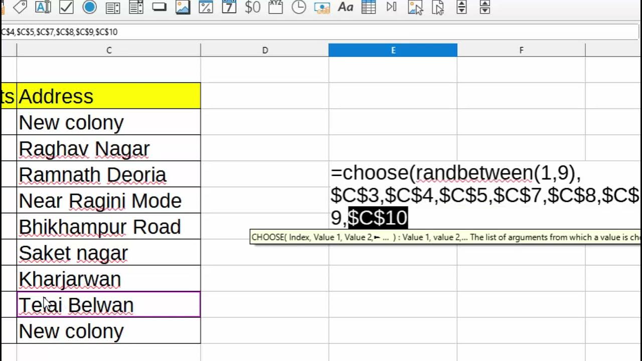 How to use Choose and randbetween formula in Libre calc@COMPUTEREXCELSOLUTION - YouTube