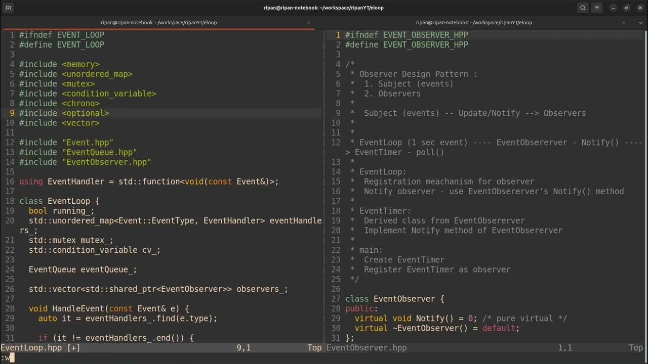 Part 8: Observer Design Pattern in C++ - Integrate Event Timer class ...