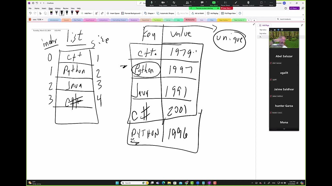031924 Cosc 1336 Python Intro To Dictionary Youtube