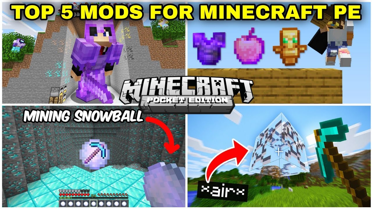 TOP 5 MODS FOR MINECRAFT PE | TOP ADDONS FOR MINECRAFT PE | MCPE MODS 1 ...