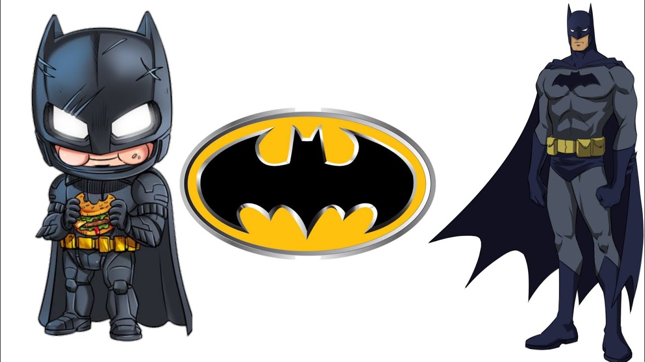 How to draw Batman face, full body, chibi and his logo ...