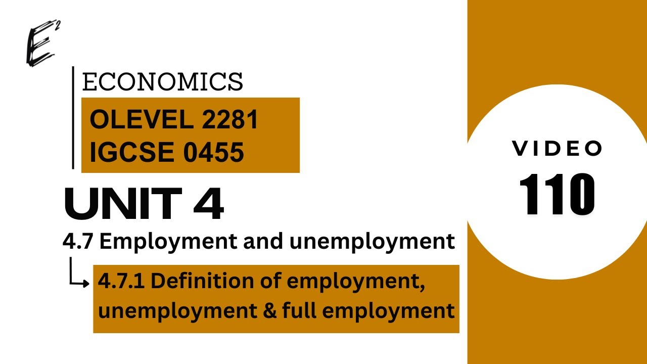 Video 110 - Definition of employment, unemployment and full employment ...