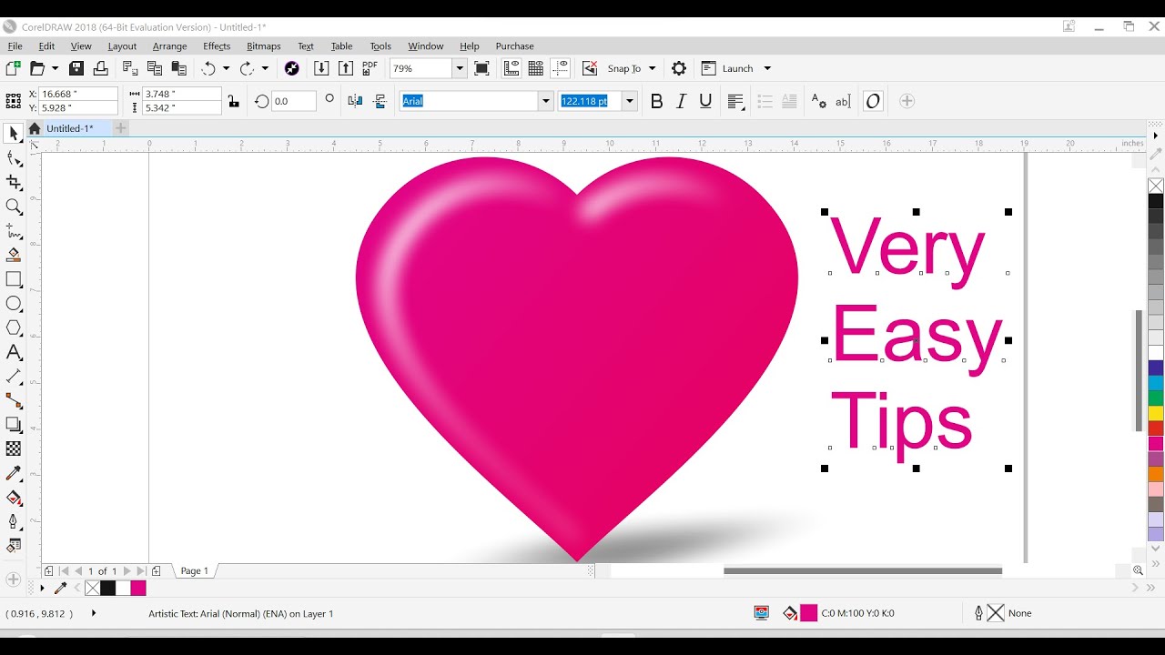 Heart Shape Design Within Minute | Basic CorelDraw in Hindi - YouTube