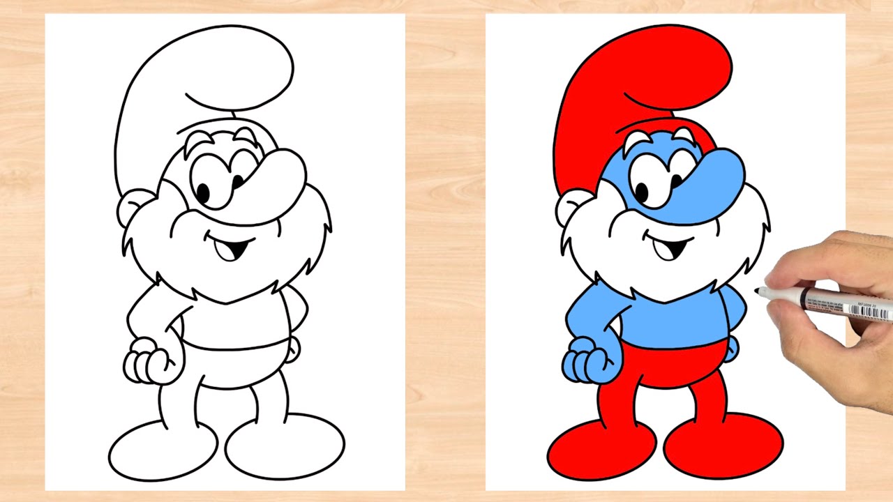 How To Draw Papa Smurf | Step by Step - YouTube