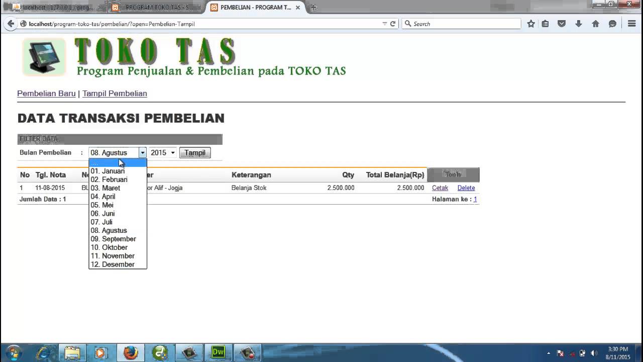 Program Aplikasi Penjualan dan Pembelian pada Toko Tas Berbasis Web ...