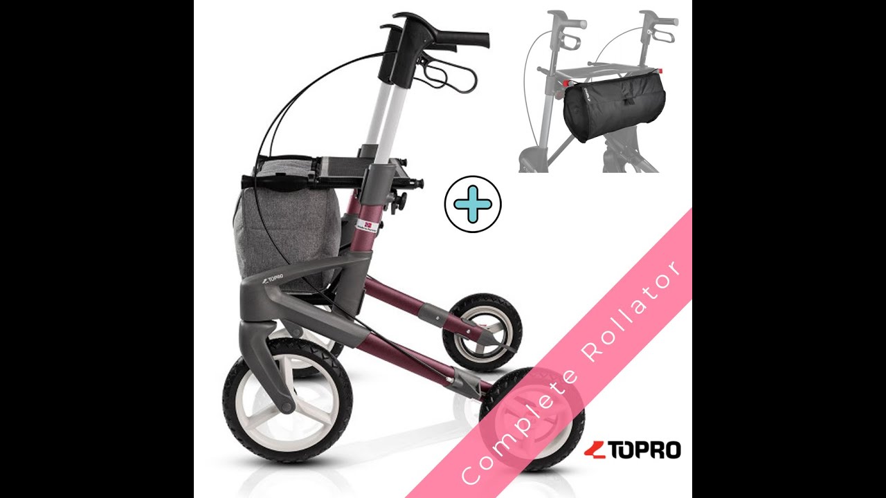 TOPRO Olympos Rollator with Rear Storage Bag and Back Support - YouTube