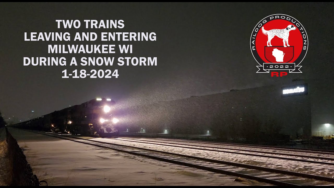 Two Trains Leaving & Entering Milwaukee WI During A Snow Storm 1-18 ...