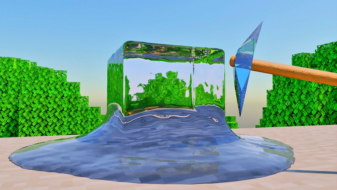 Pickaxe and realistic Water Block minecraft CGI - YouTube