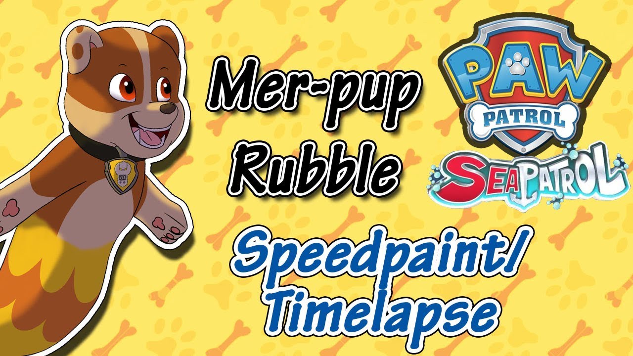 Paw Patrol - Mer-pup Rubble (Speedpaint/ Timelapse) - YouTube