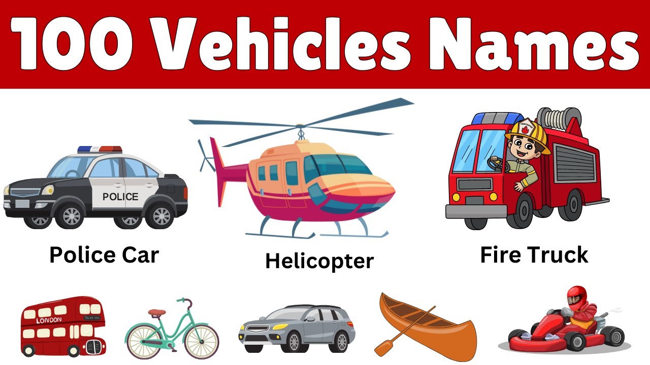 100 Vehicles Names Words In English | Learning English Language ...
