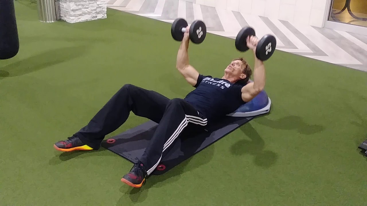 Dumbbell bench press with Bosu ball - YouTube
